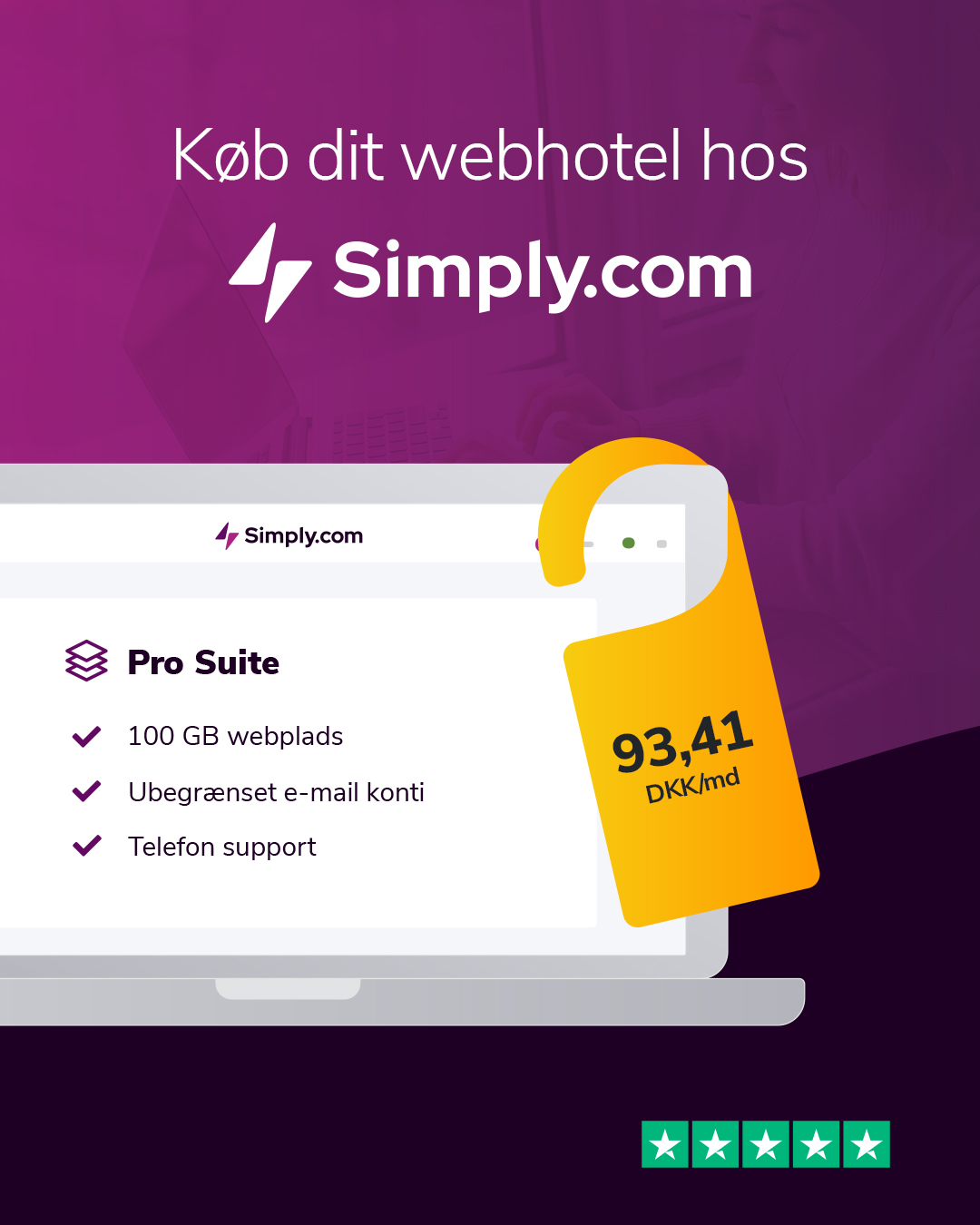 Simply.com priser på hvad et webhotel & hjemmeside koster.